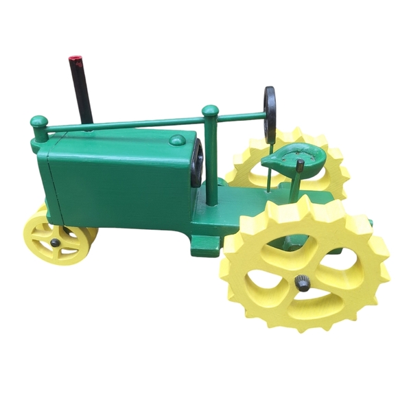 Handmade | Accents | Handmade Wooden John Deere Green Tractor 15 Inches ...
